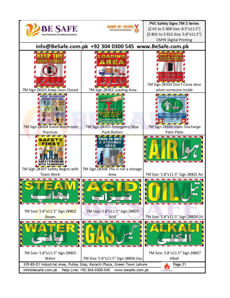 Industrial PVC Safety Signs 7M Z Series Size: 8.5″x11.5″/5.8 CMYK ...