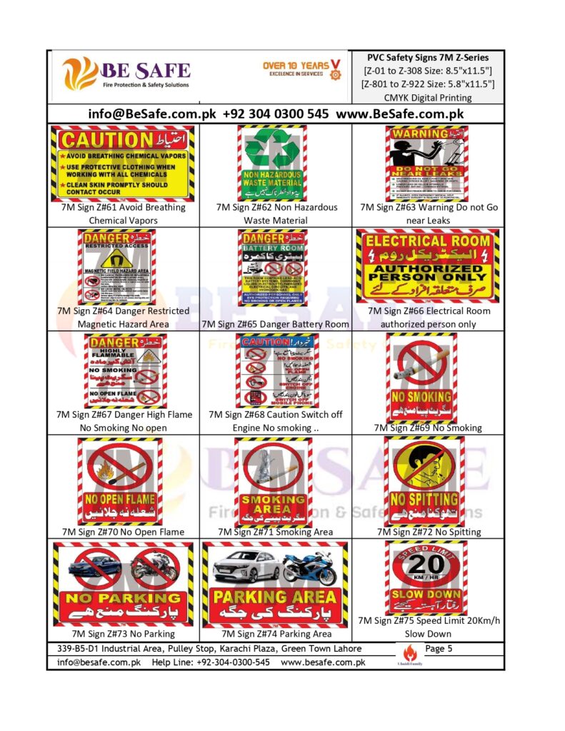 Industrial PVC Safety Signs 7M Z Series Size: 8.5″x11.5″/5.8 CMYK ...
